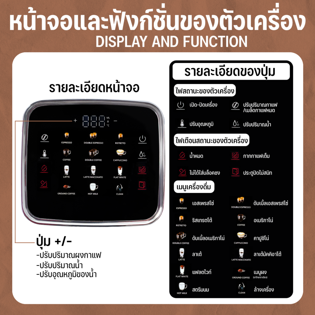 เครื่องชงกาแฟอัตโนมัติ ULKA รุ่น M7A (สตรีมนมอัตโนมัติ)